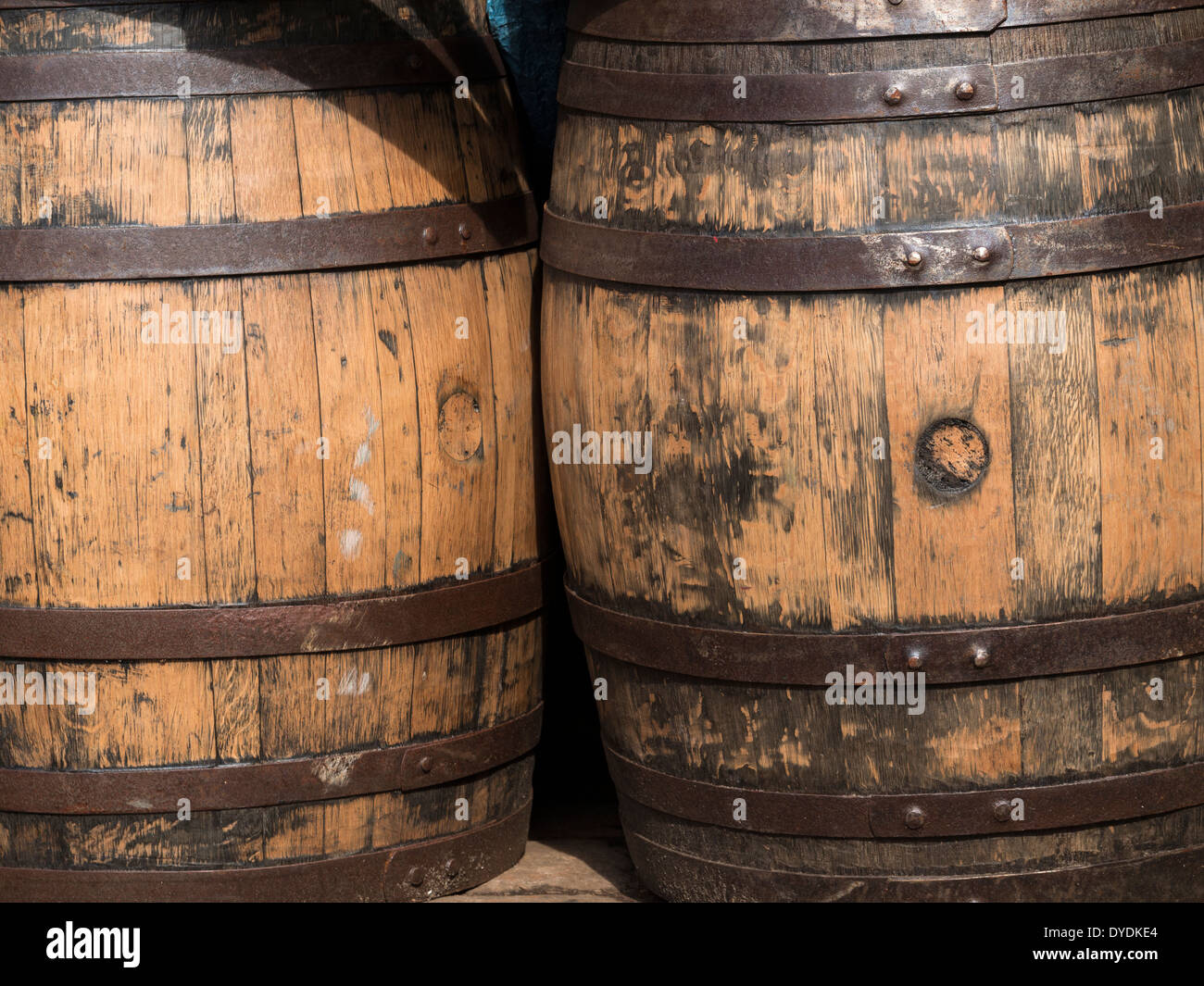 wooden whisky barrels Stock Photo - Alamy