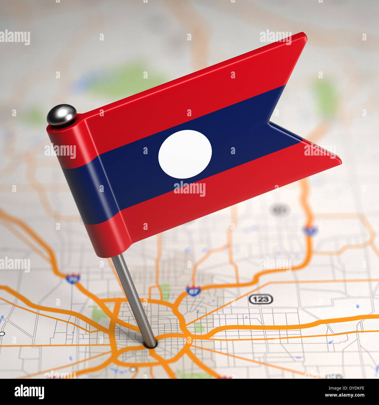 Small Flag of Lao People's Democratic Republic on a Map Background with ...