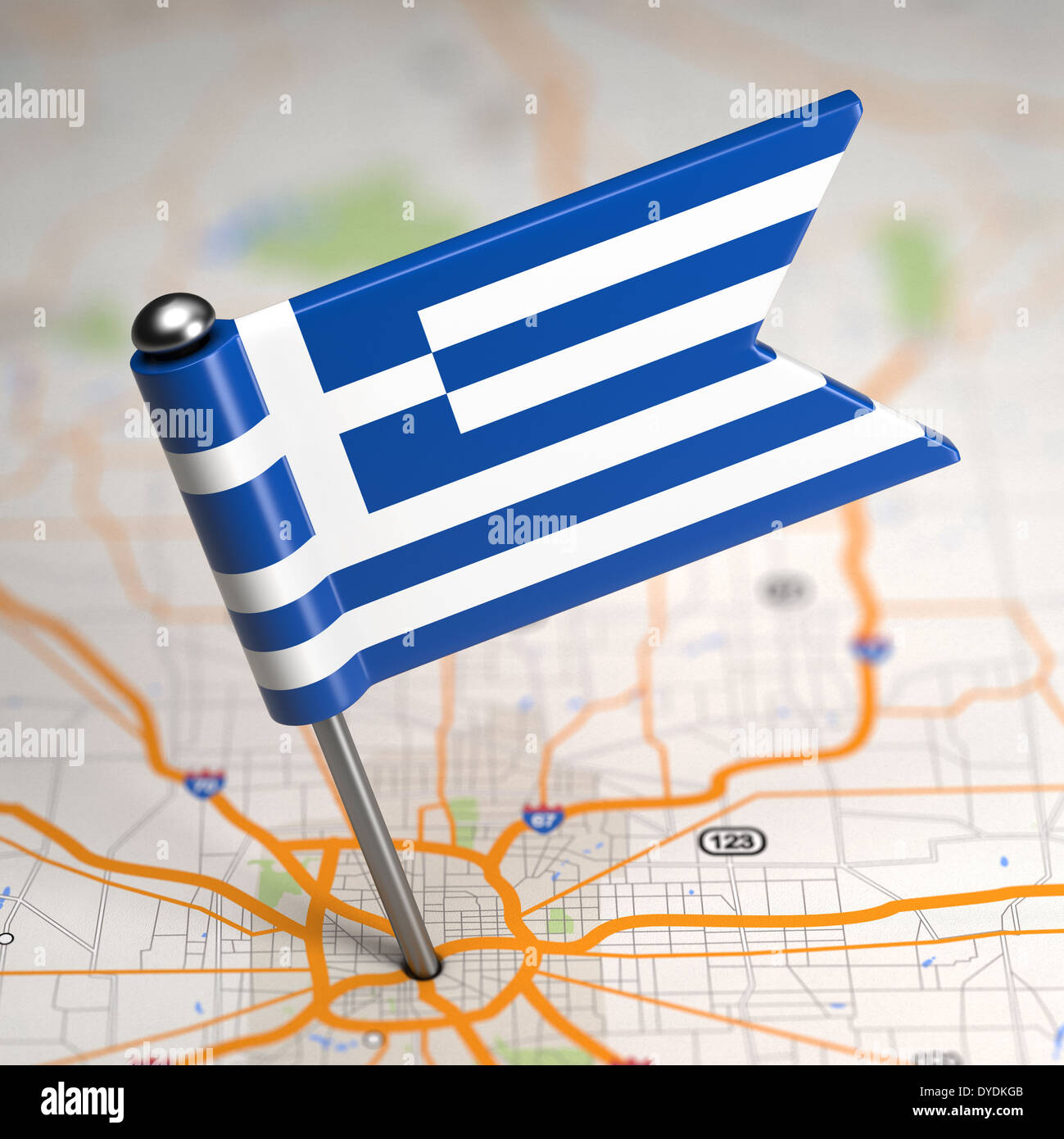 Small Flag of Hellenic Republic of Greece on a Map Background with ...