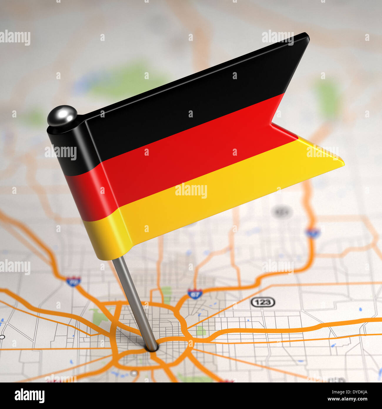 Small Flag of Federal Republic of Germany on a Map Background with ...