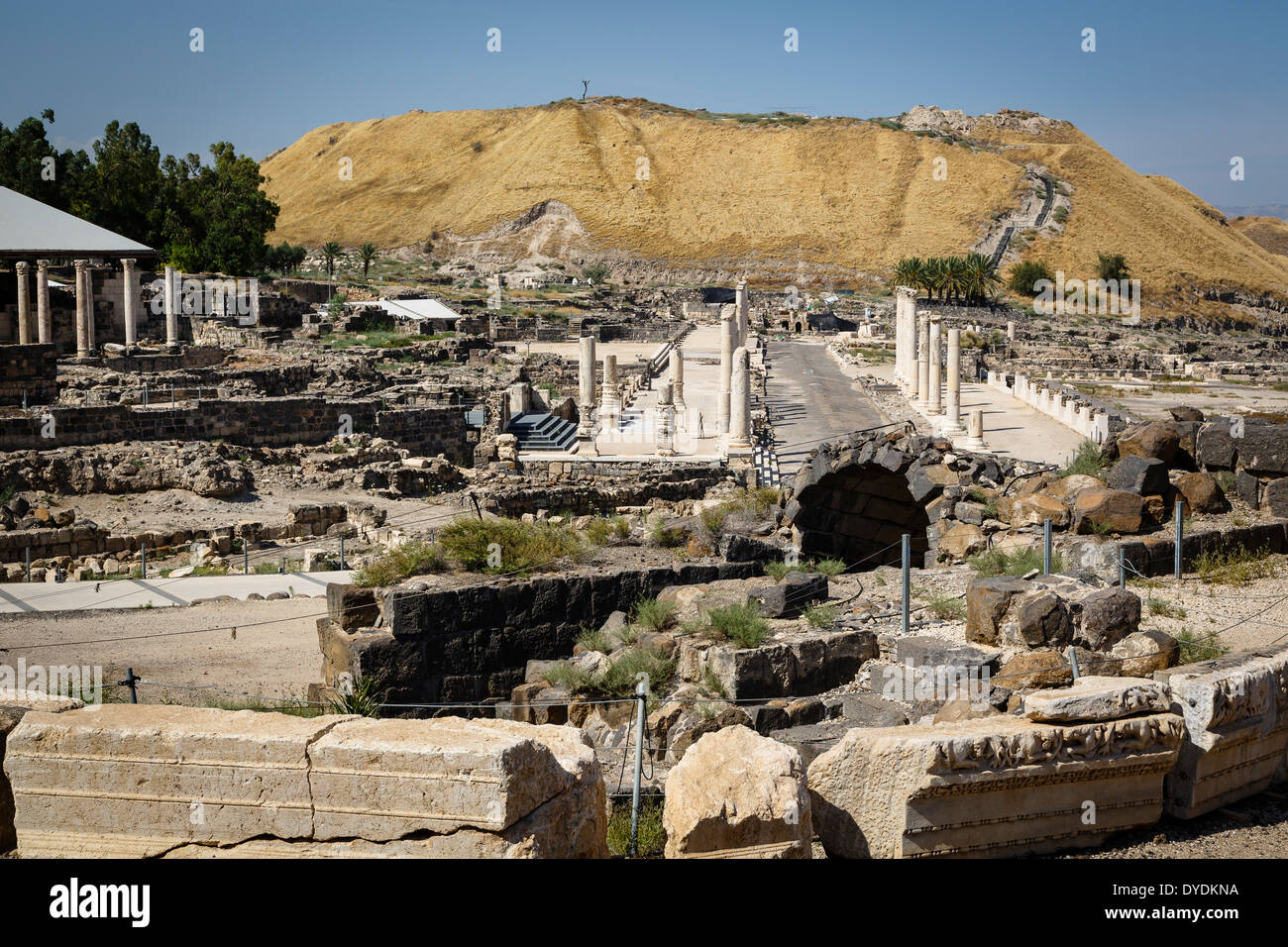 Ruins of the Roman-Byzantine city Scythopolis, Tel Beit Shean national Park, Beit Shean, Israel ...