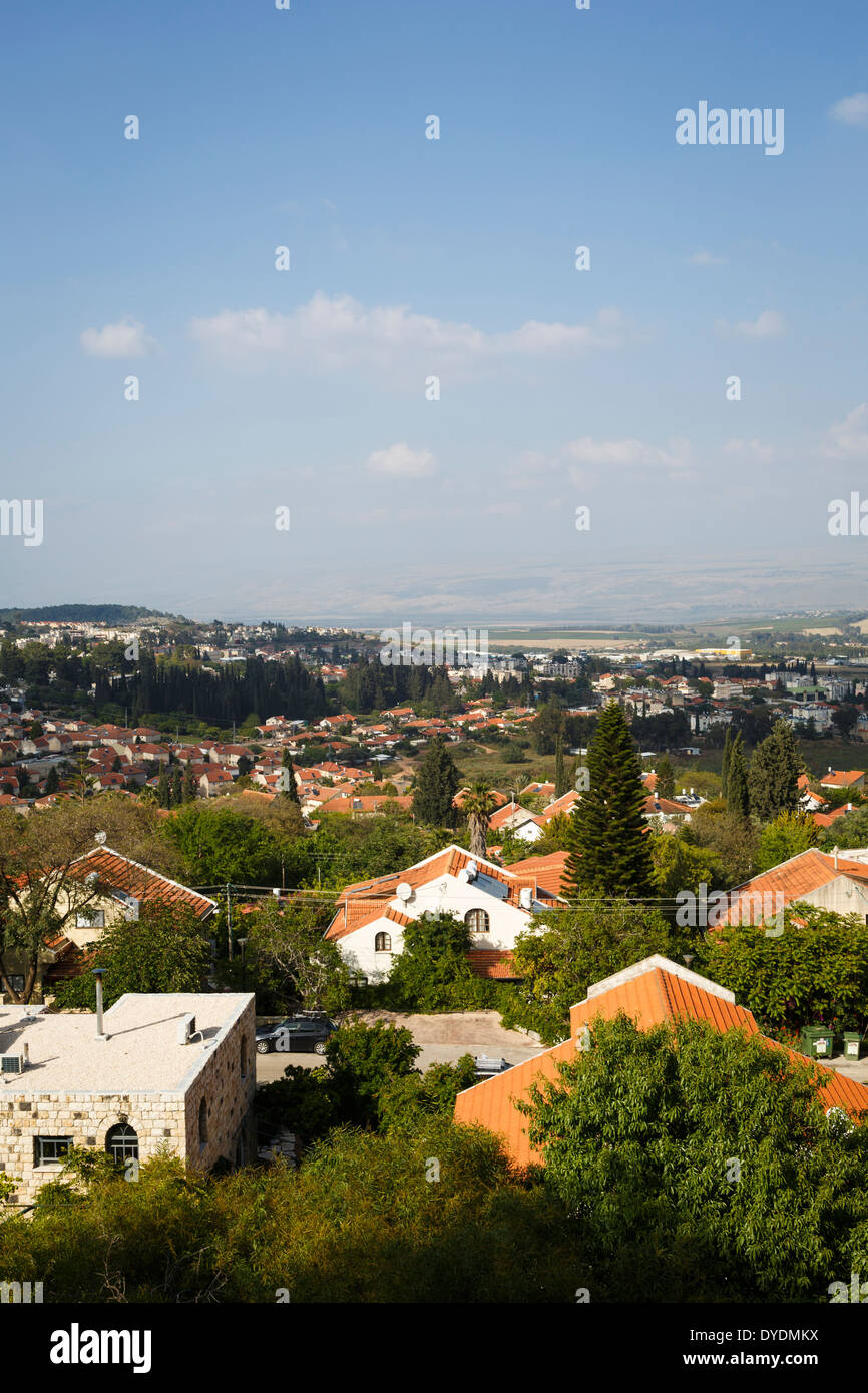 View over the Hula valley seen from Rosh Pina, Upper Galilee, Israel ...