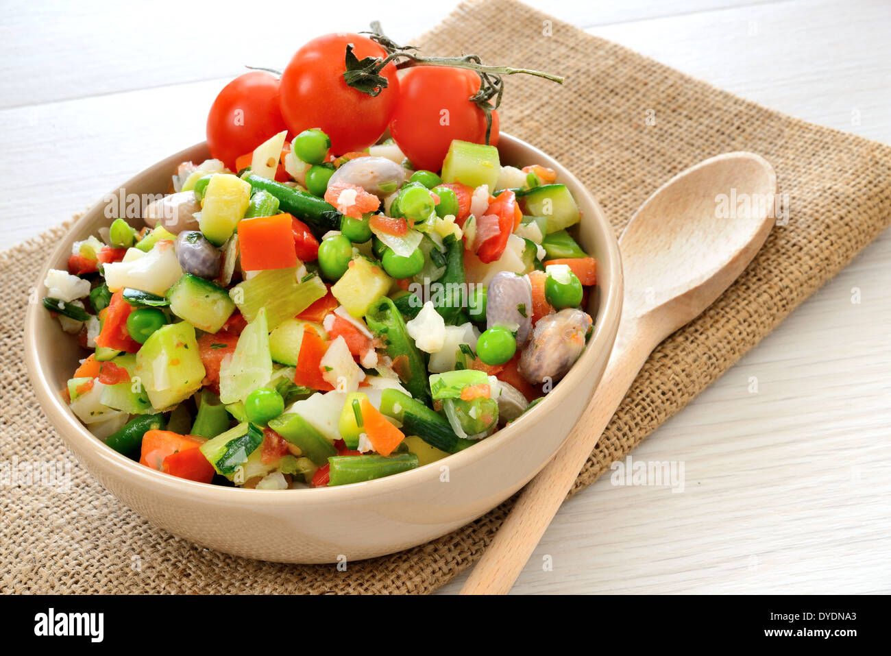 little cubes of minestrone vegetables, ingredients for pasta Stock ...