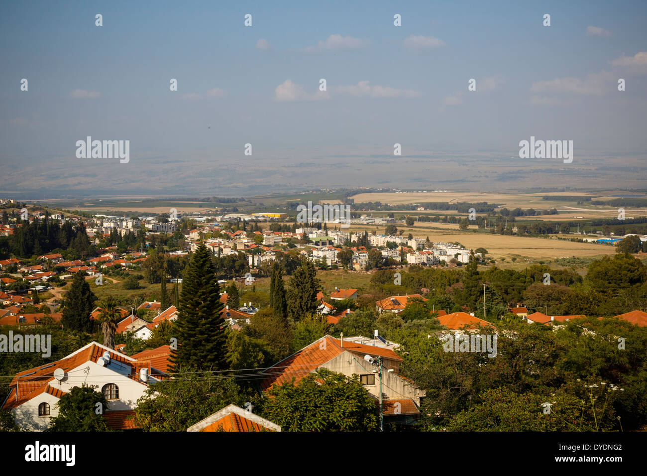 View over the Hula valley seen from Rosh Pina, Upper Galilee, Israel ...