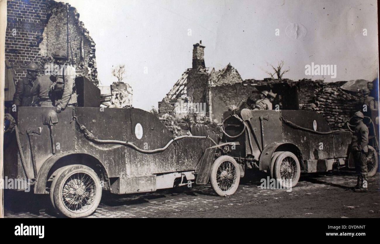 This image showcases an armored car from World War One, featuring the ...
