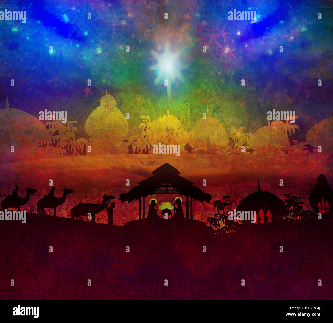 Biblical scene - birth of Jesus in Bethlehem Stock Photo - Alamy