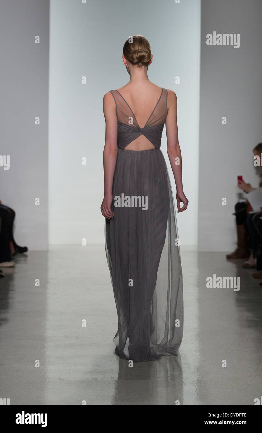 Model walks runway for Amsale collection by Amsale Aberra during bridal ...