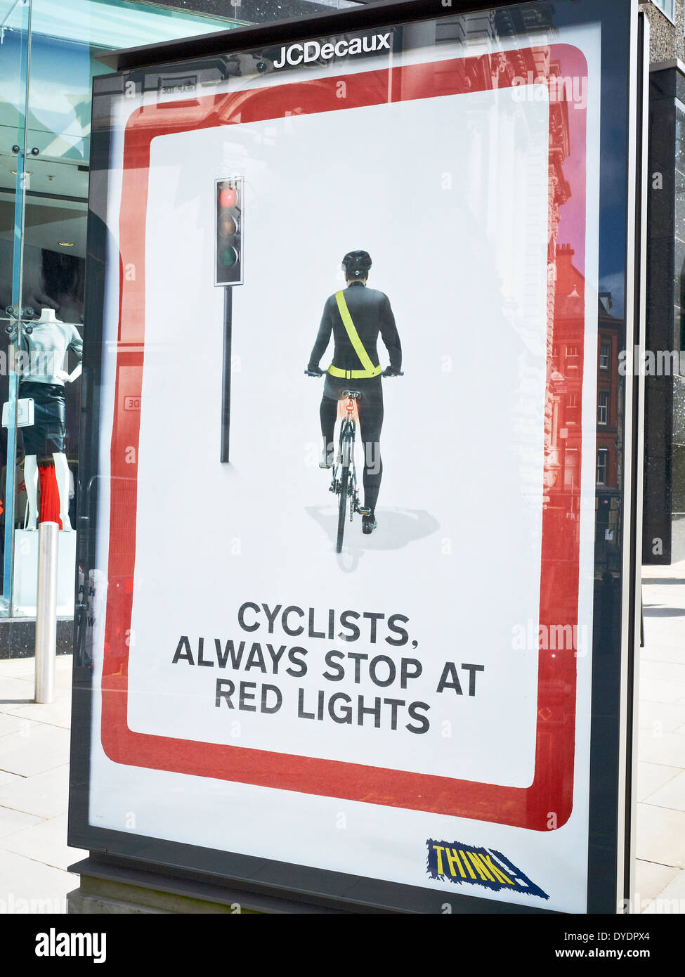 Warning sign for cyclists to stop at red lights Stock Photo - Alamy