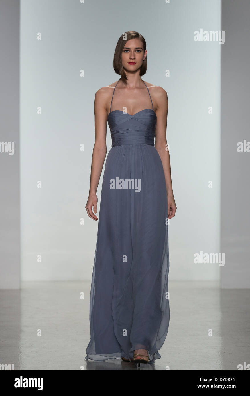 Model walks runway for Amsale collection by Amsale Aberra during bridal ...