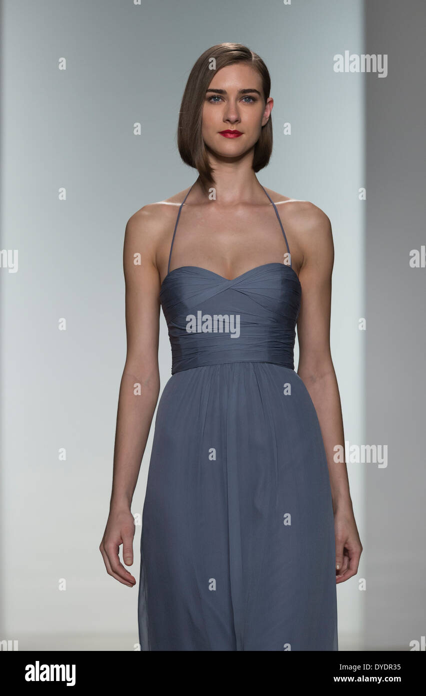 Model walks runway for Amsale collection by Amsale Aberra during bridal ...