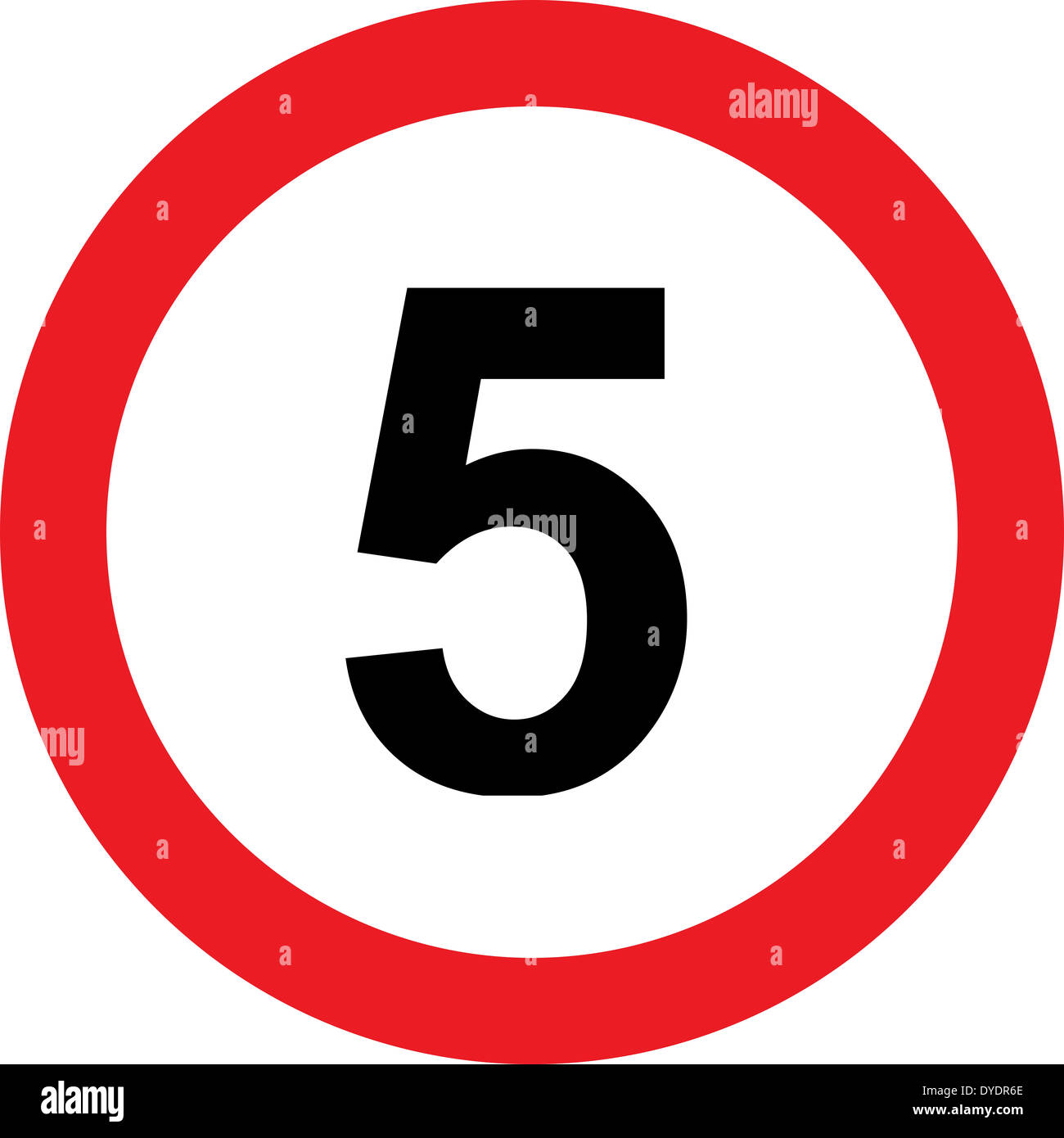 5 speed limitation road sign on white background Stock Photo - Alamy