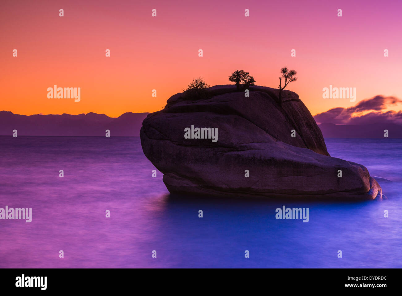 Bonsai Rock at sunset, Lake Tahoe, Nevada, USA Stock Photo - Alamy