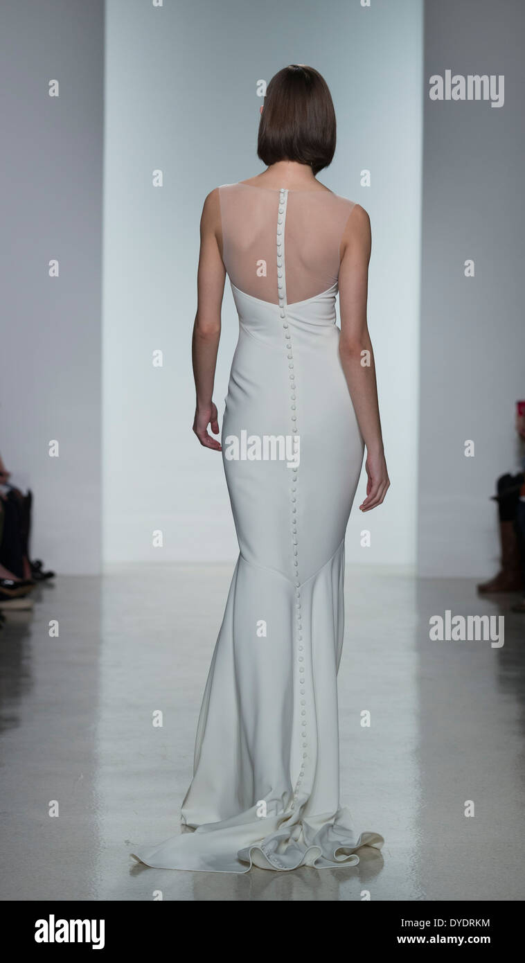 Model walks runway for Amsale collection by Amsale Aberra during bridal ...