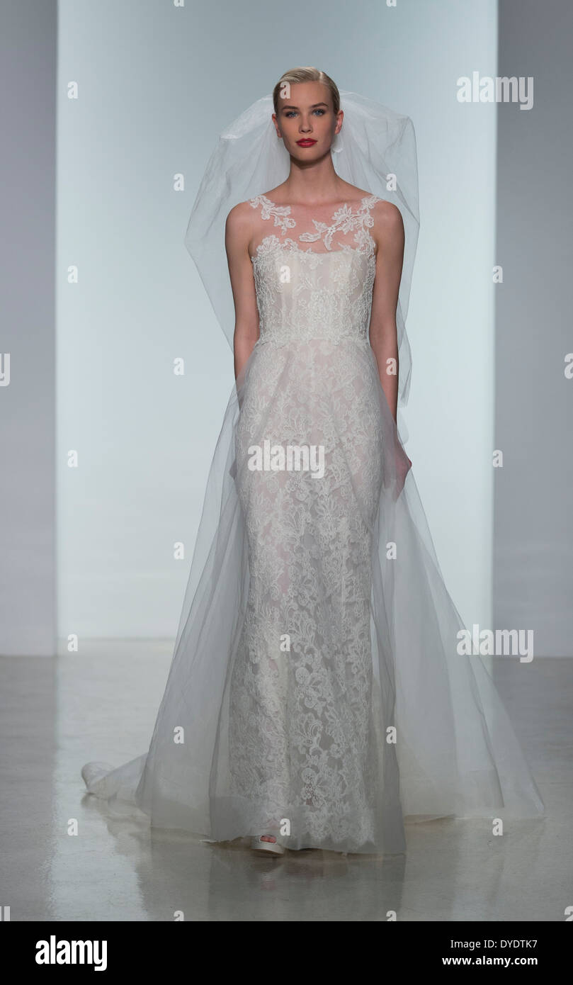 Model walks runway for Amsale collection by Amsale Aberra during bridal ...