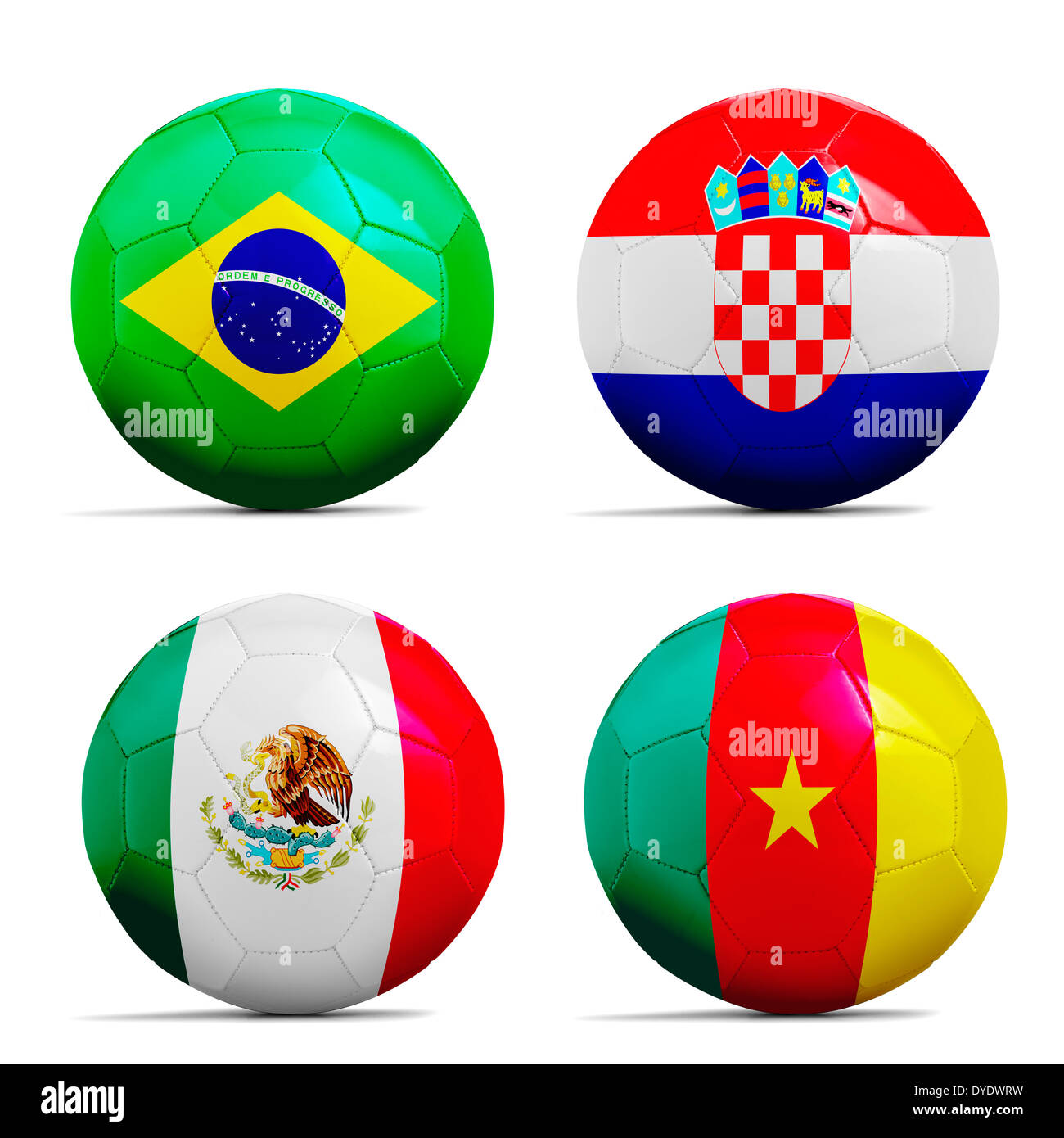 Four soccer balls with group A teams flags, Football Brazil 2014 Stock ...