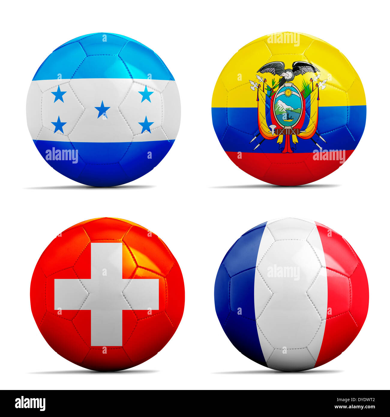 Four soccer balls with group E teams flags, Football Brazil 2014 Stock ...