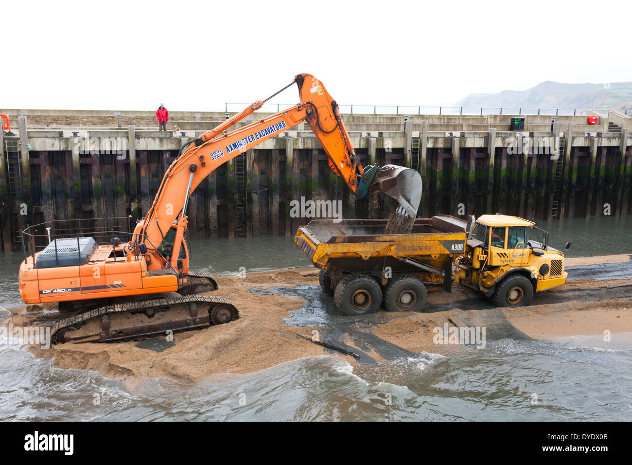 Dredging operations to clear the harbour after the winter storms at ...