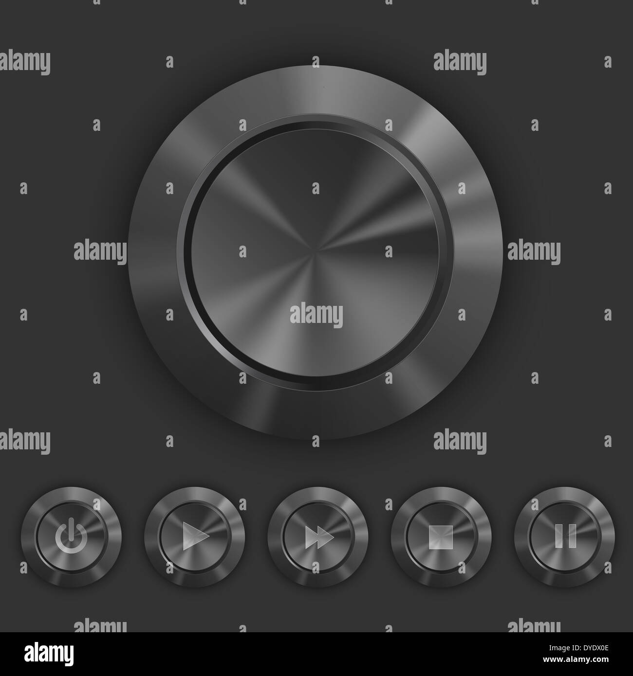 Metallic dark buttons with play,pause icons Stock Photo - Alamy
