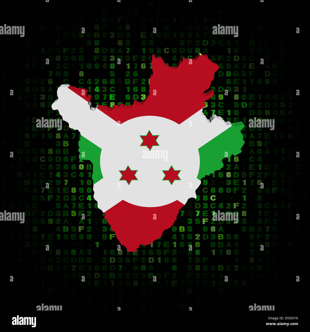 Burundi map flag on hex code illustration Stock Photo - Alamy