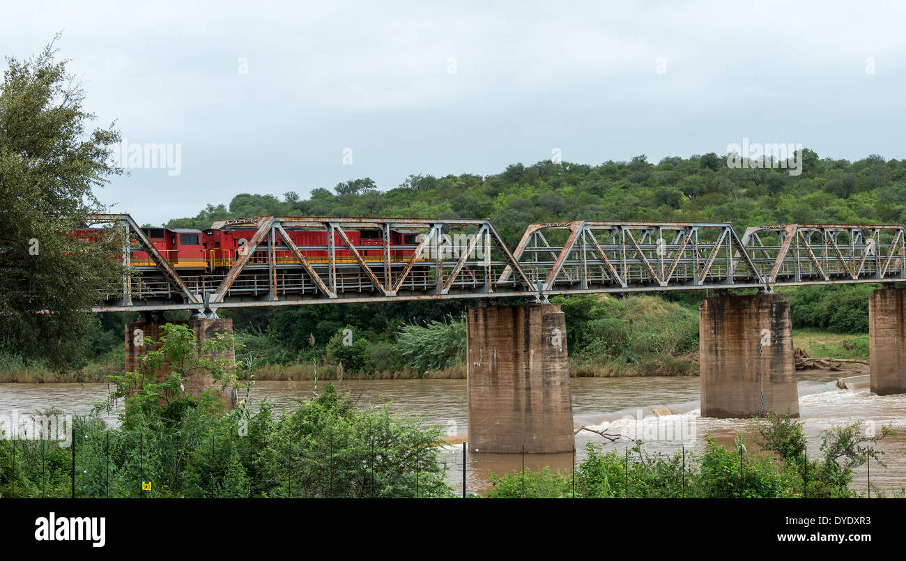 train crossing bridge over elephant river in south africa near the ...