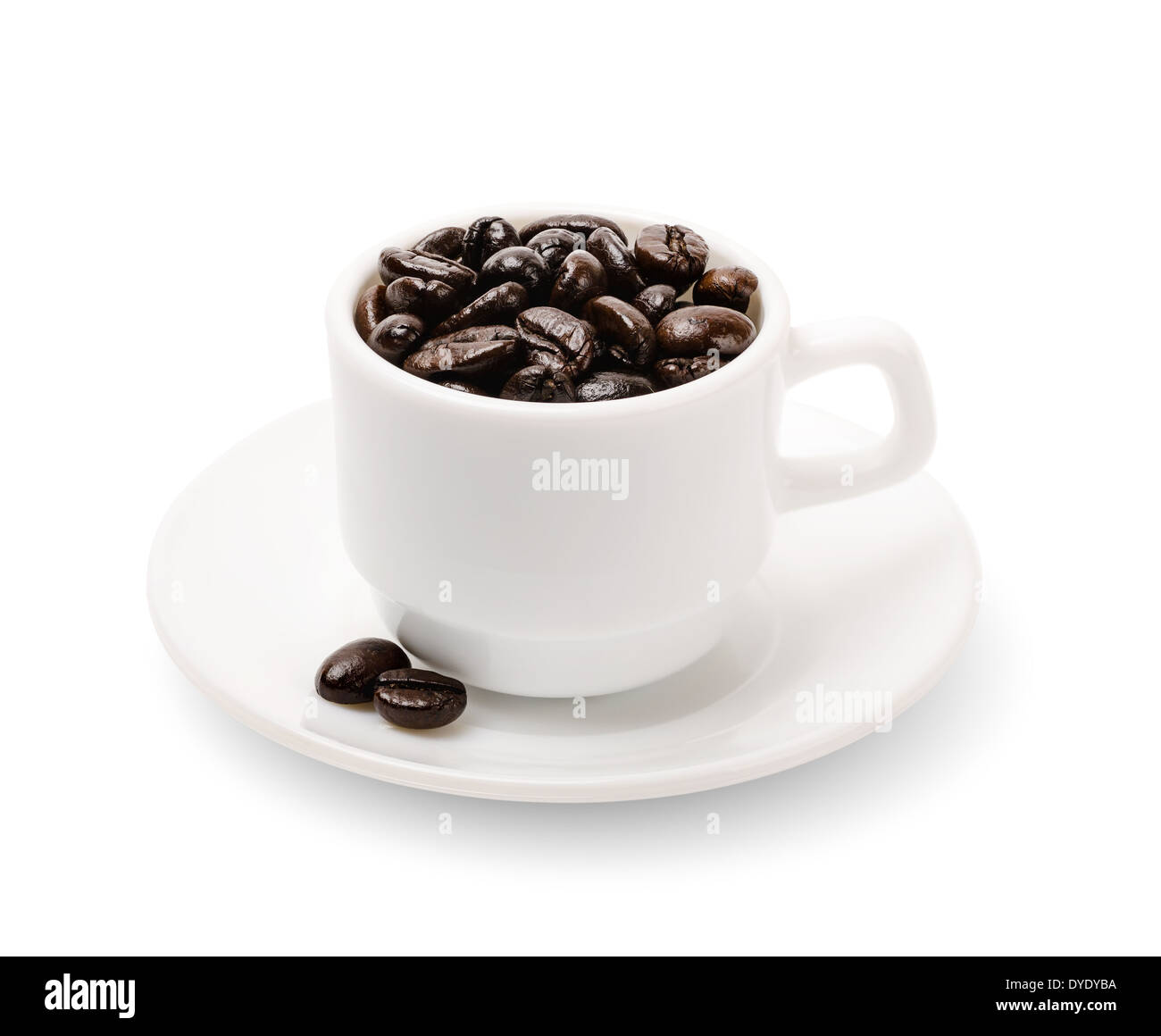 black coffee grains in a cup isolated on white. object with clipping ...