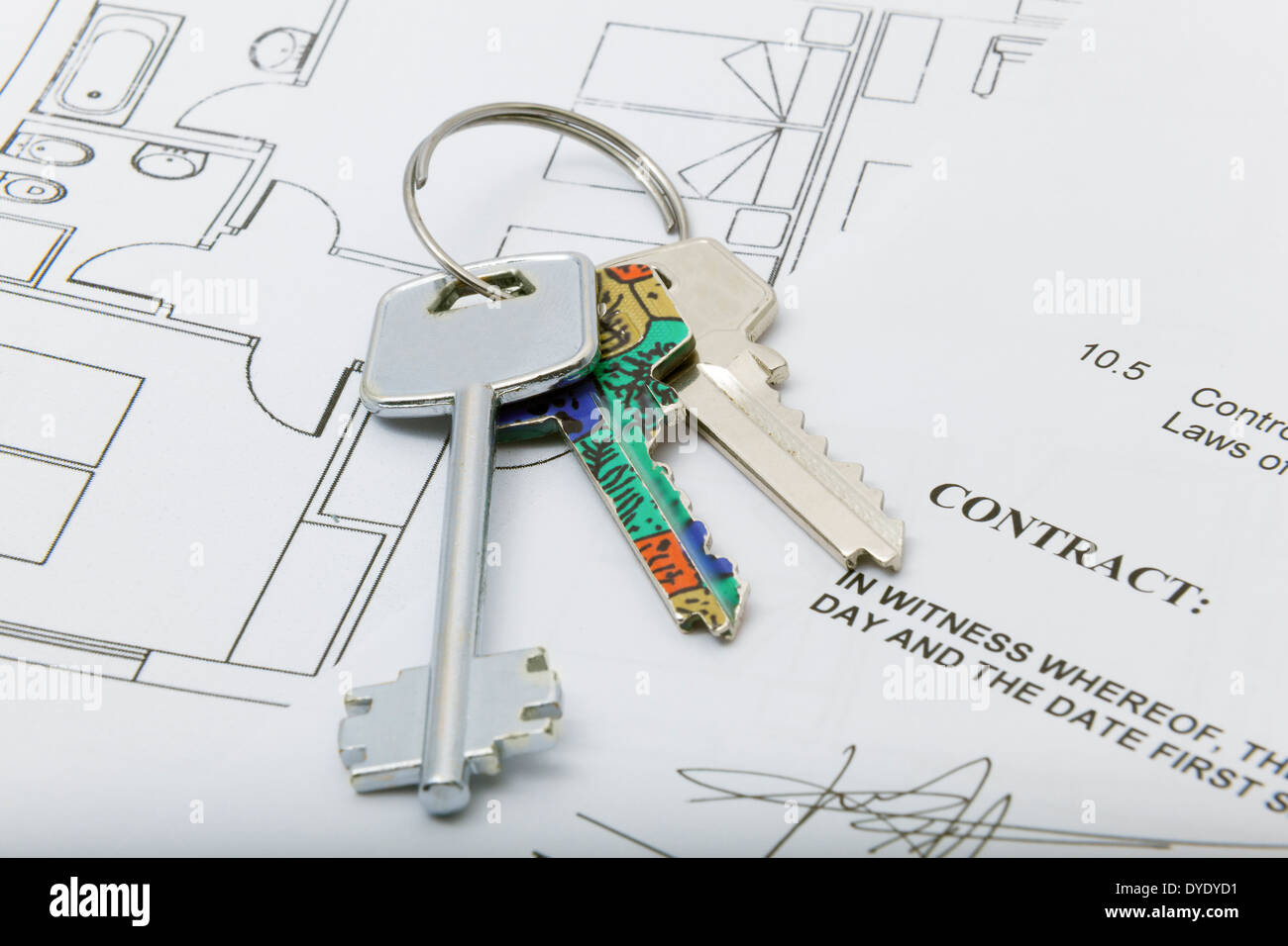 Three keys in white background Stock Photo - Alamy