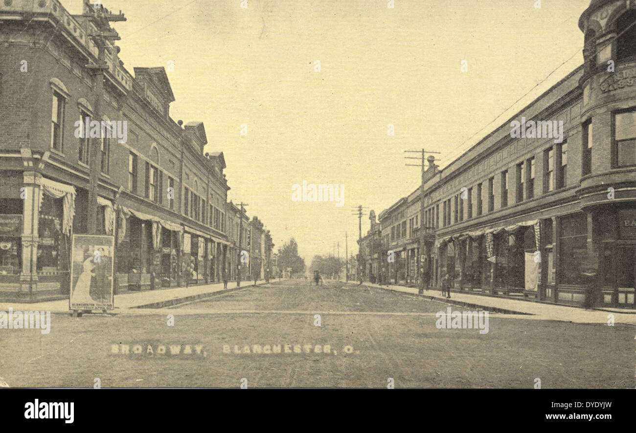 This image showcases Broadway Street in Blanchester, Ohio, featuring a ...