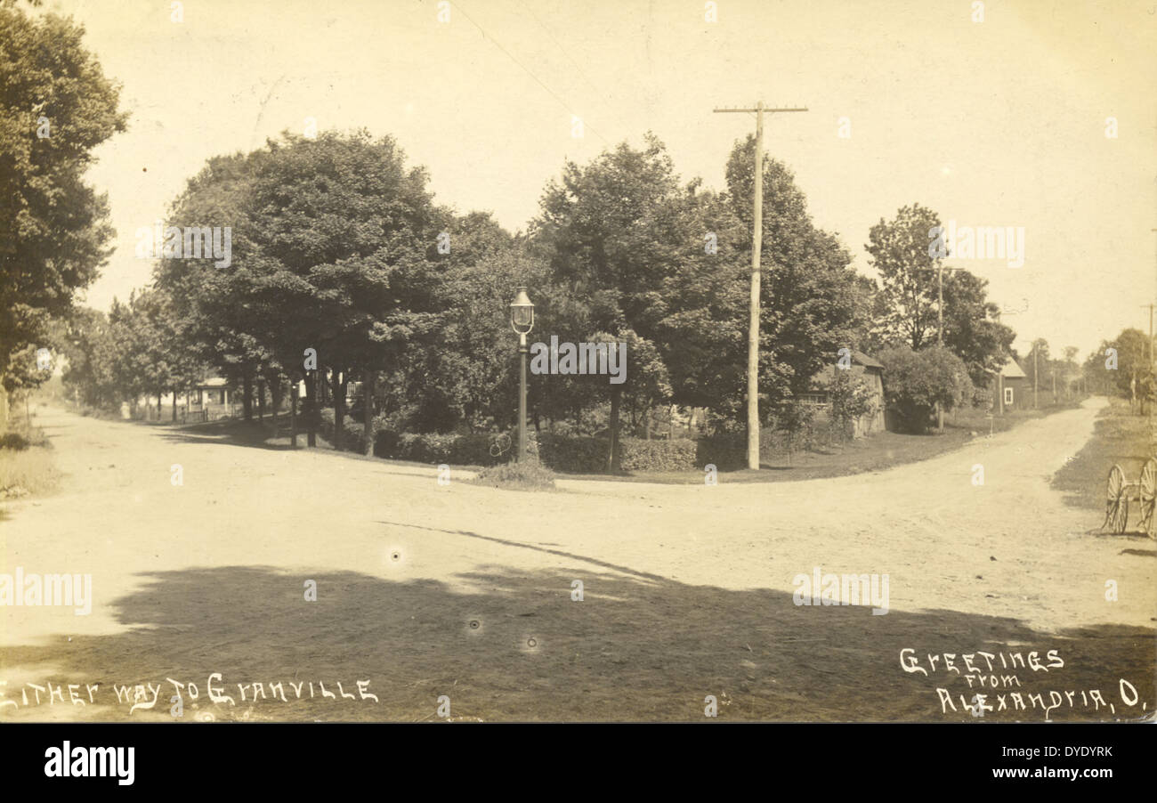 This image depicts the fork in the roads leading to Granville, offering ...