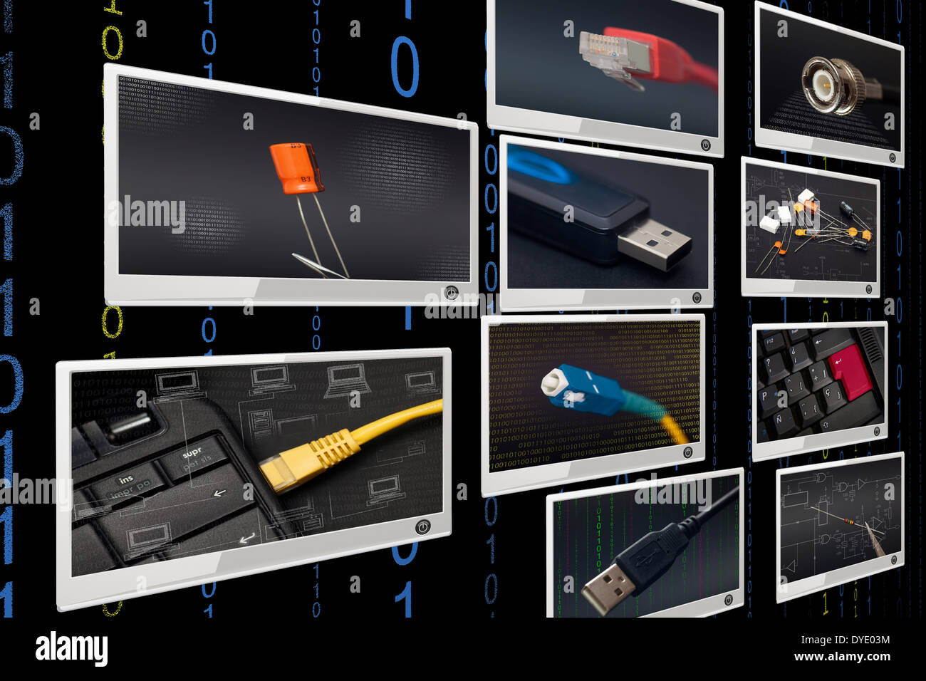Telecommunications and background with bits Stock Photo - Alamy