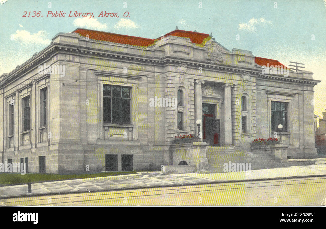 This image depicts the Public Library in Akron, Ohio, showcasing the ...