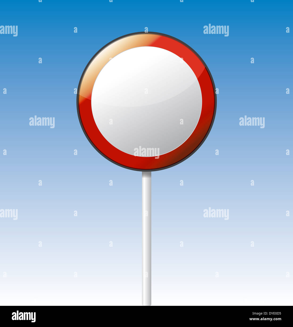 Prohibition traffic sign with reflection on sky background Stock Photo ...