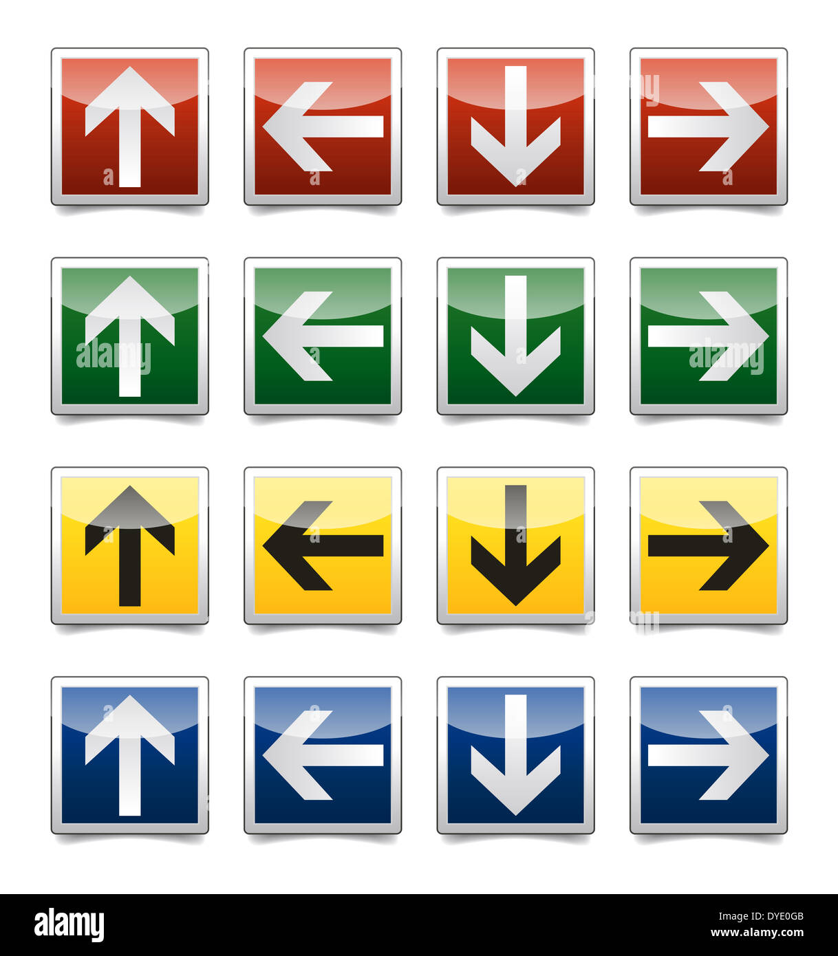 Isolated warning, exit, emergency sign collection with reflection and ...