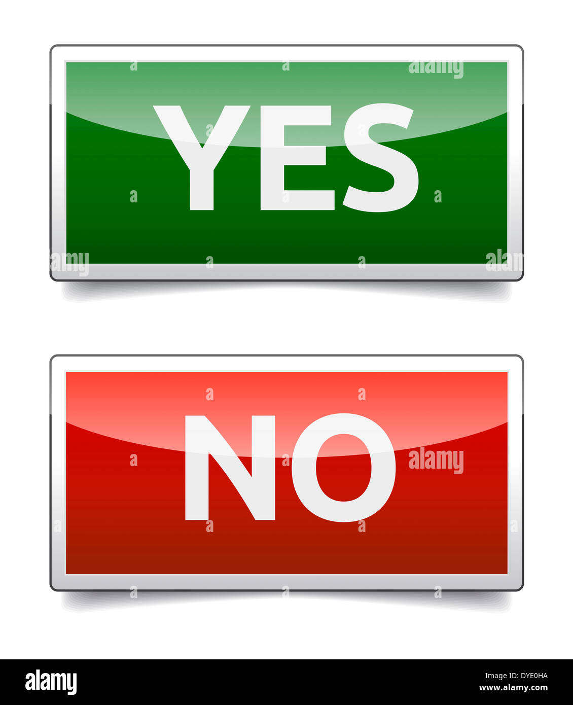 YES - NO color board with shadow on white background Stock Photo - Alamy