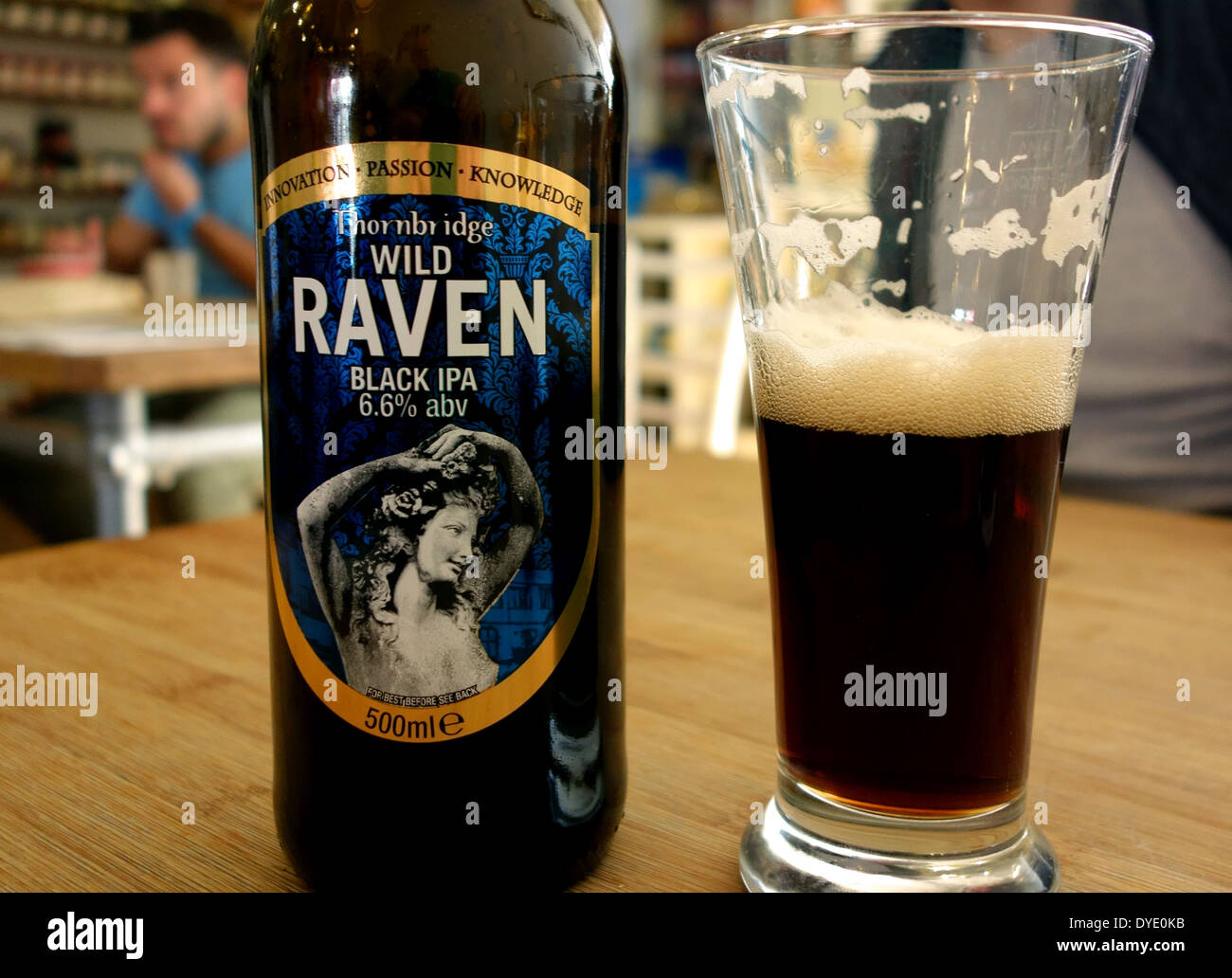 Bottle of Wild Raven black IPA beer in London bar Stock Photo - Alamy