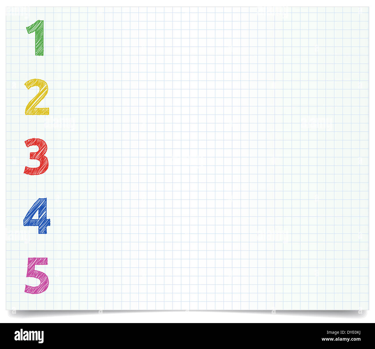 Colorized pen style numbers on excersise book paper Stock Photo - Alamy