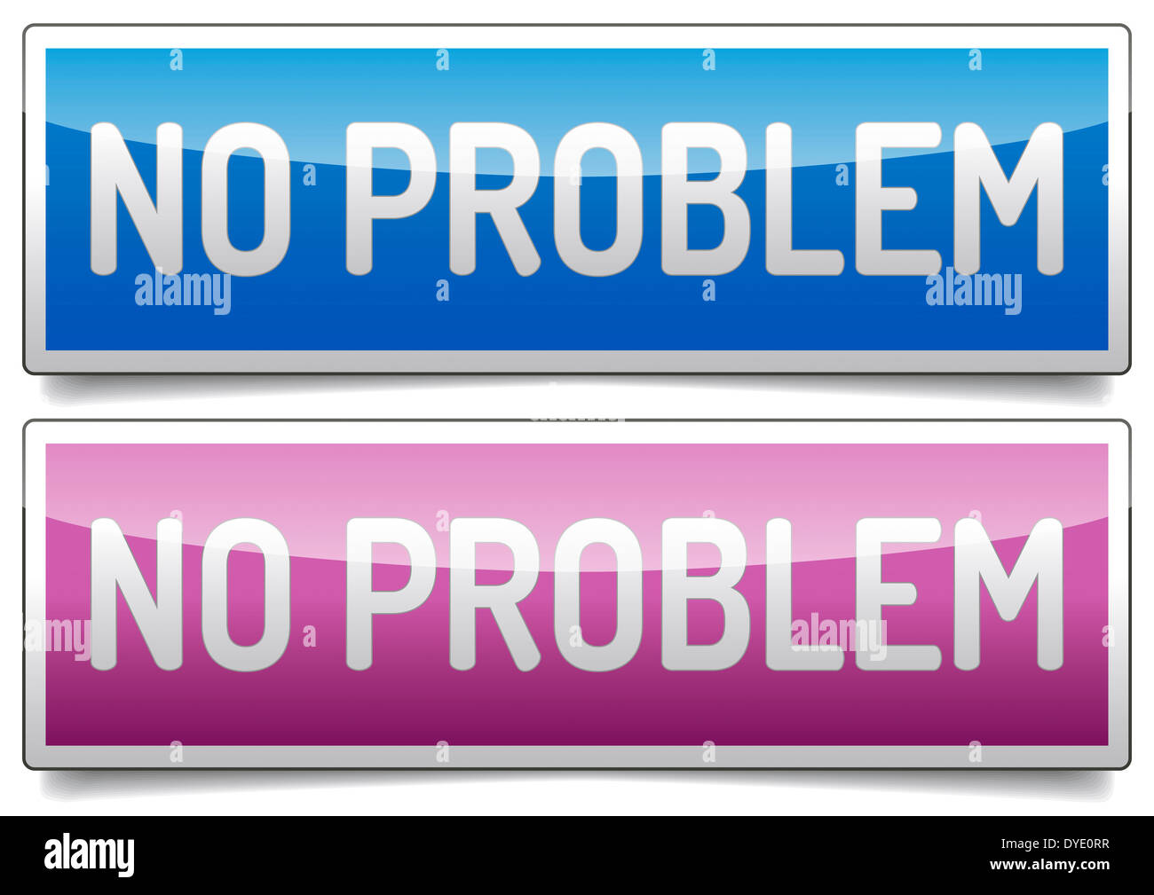 Colored glossy NO PROBLEM banner with shadow on white background Stock ...