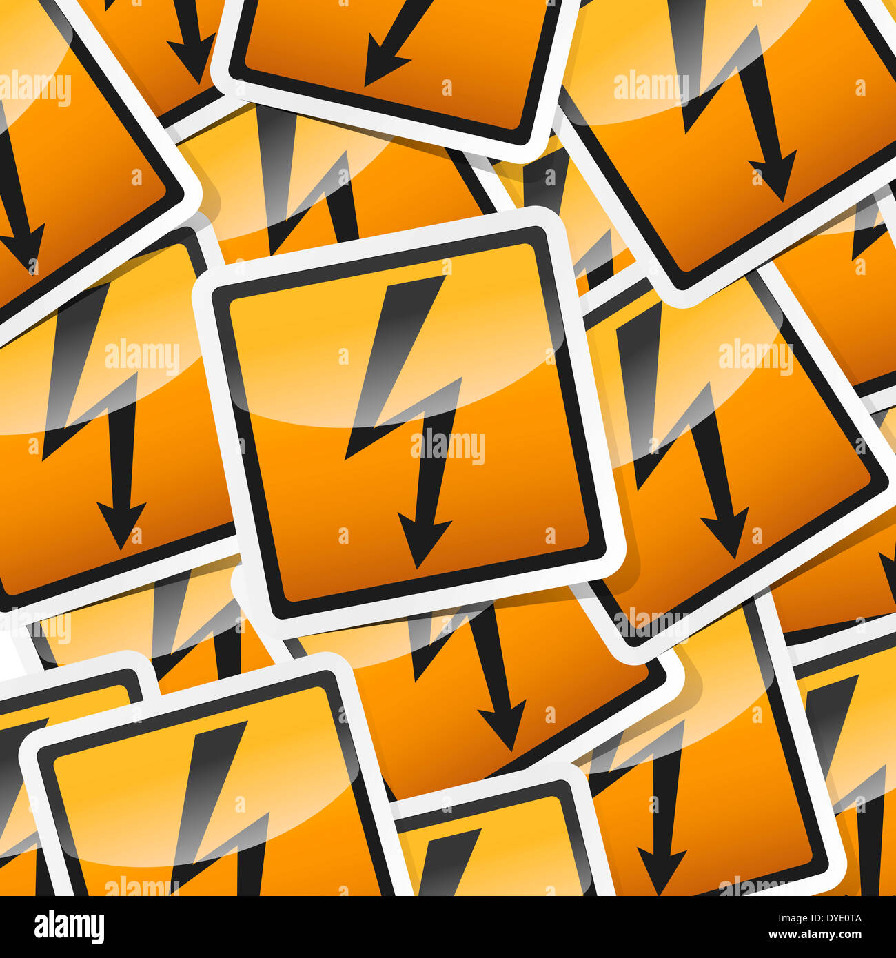 Isolated Danger, hazard sign, icon collection with shadow on white ...