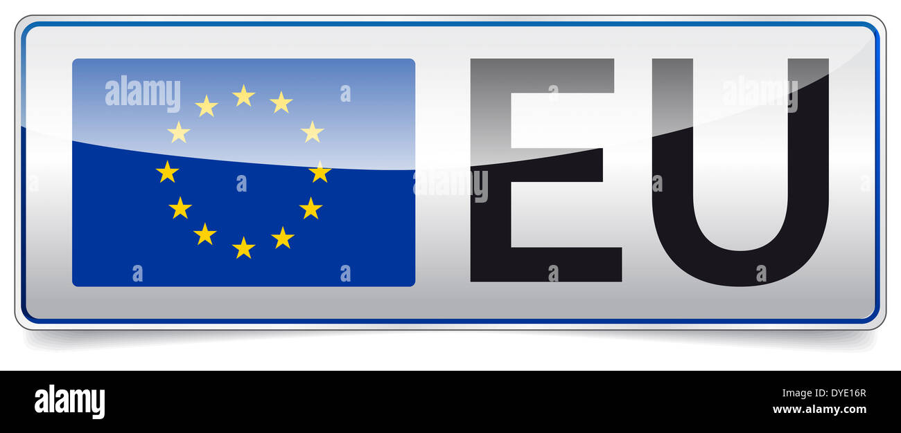 European union flag board with black EU text Stock Photo - Alamy