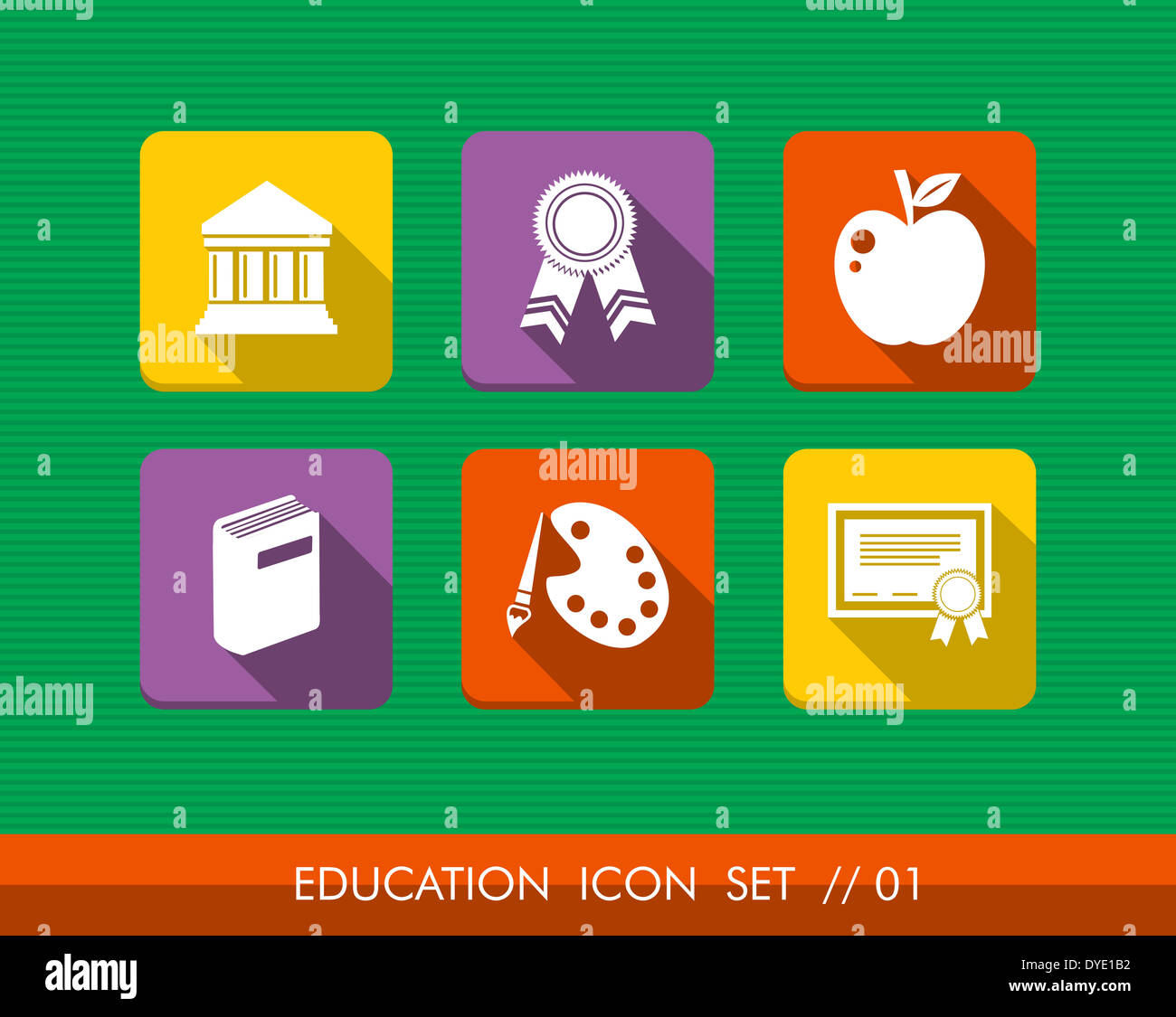 Set of flat design icons for Education and back to school concept ...