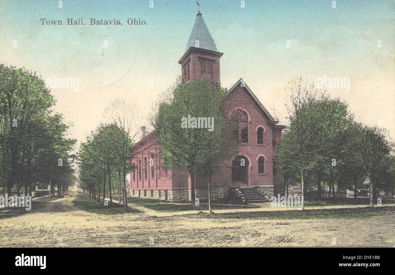 This image captures the historic Town Hall of Batavia, Ohio, an ...