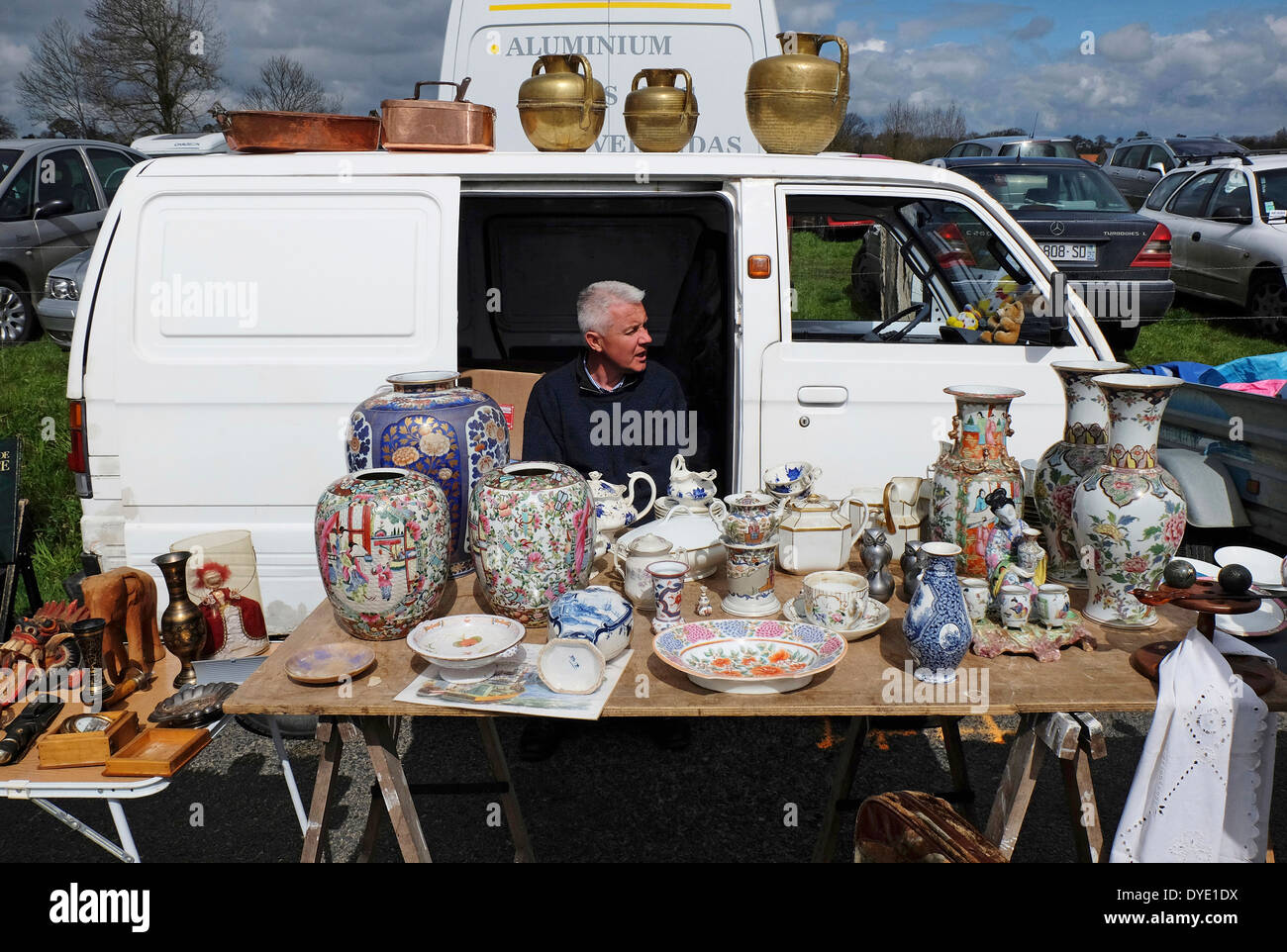 french street car boot flea market, normandy, france Stock Photo - Alamy
