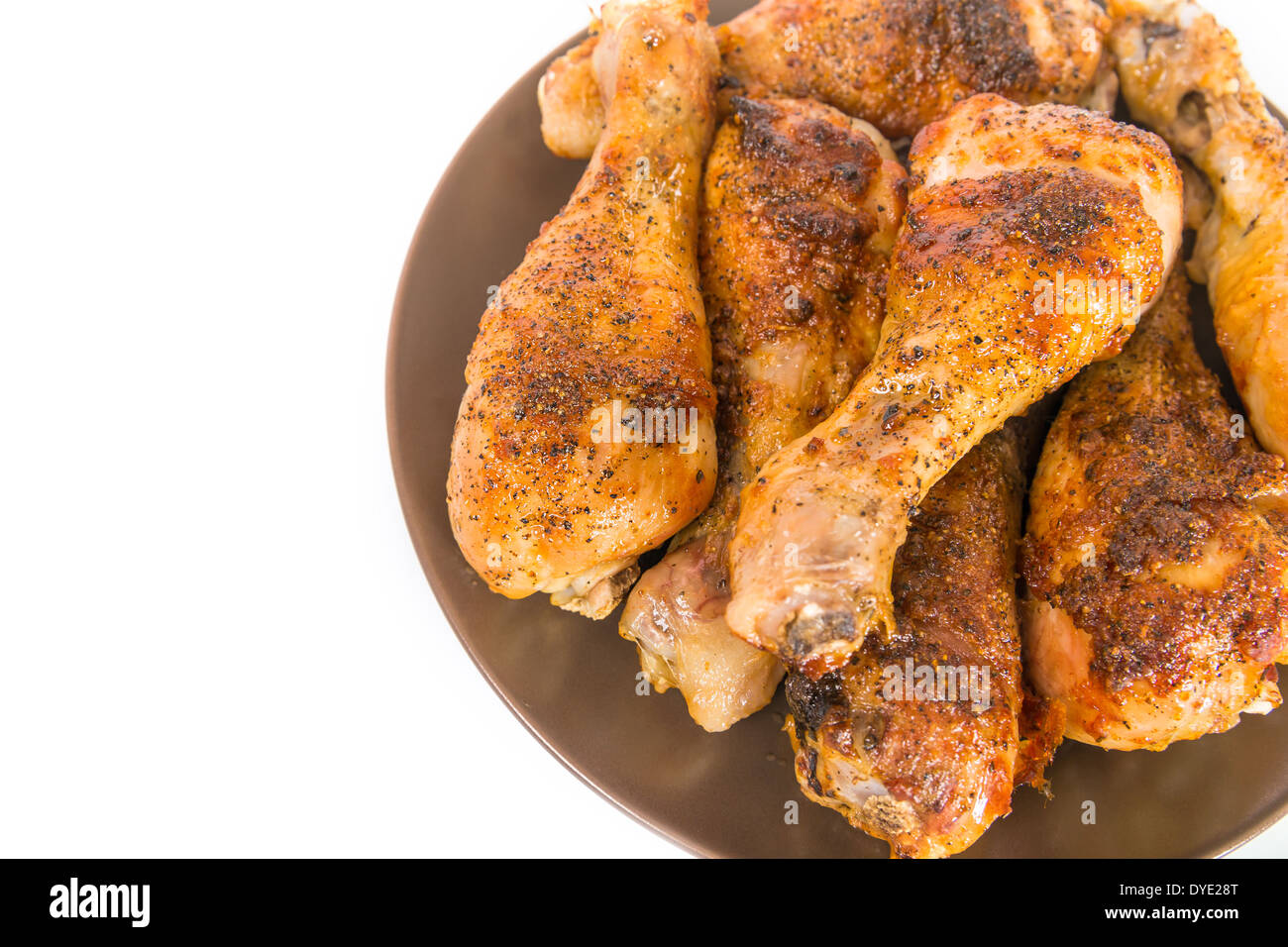 Roasted chicken background on the white background Stock Photo - Alamy