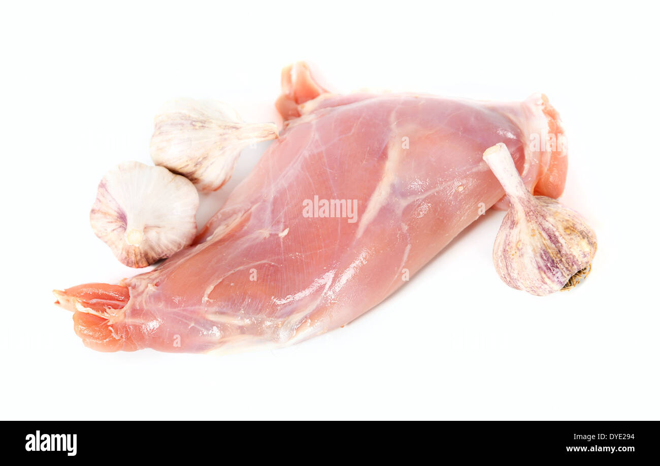 Fresh piece of rabbit on the white background Stock Photo - Alamy