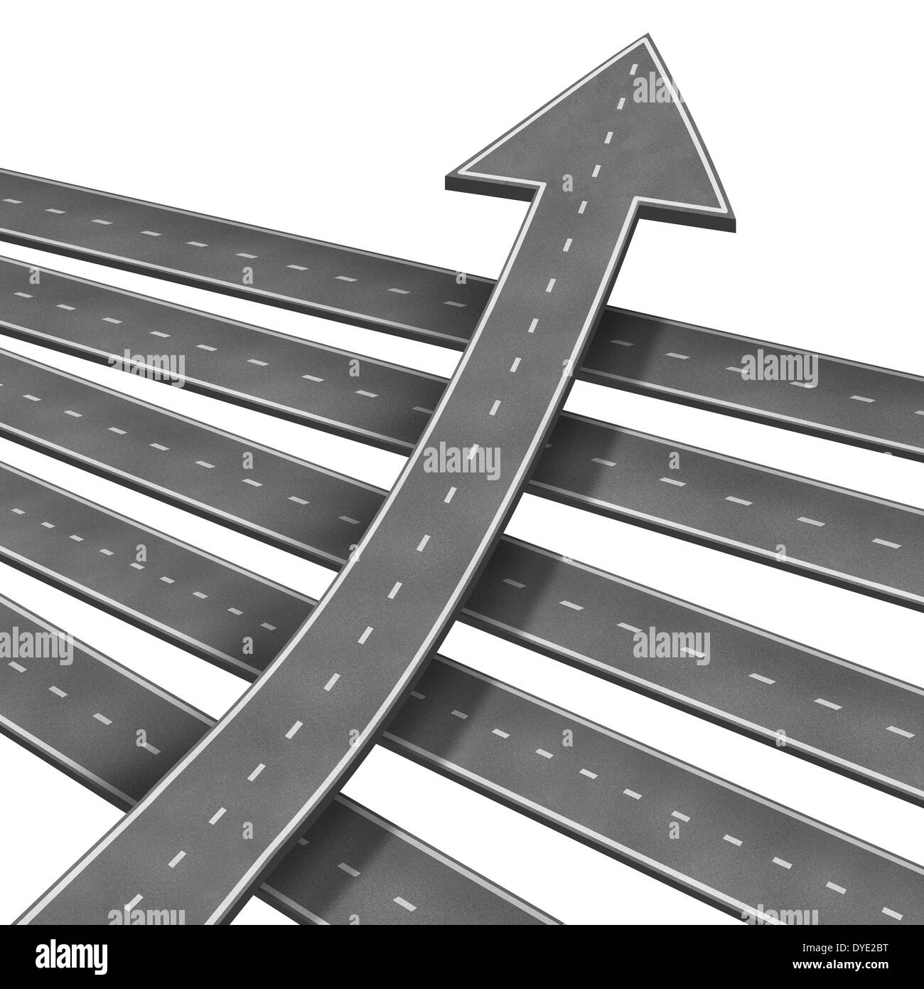 Individuality leadership with an arrow road moving forward and upward ...