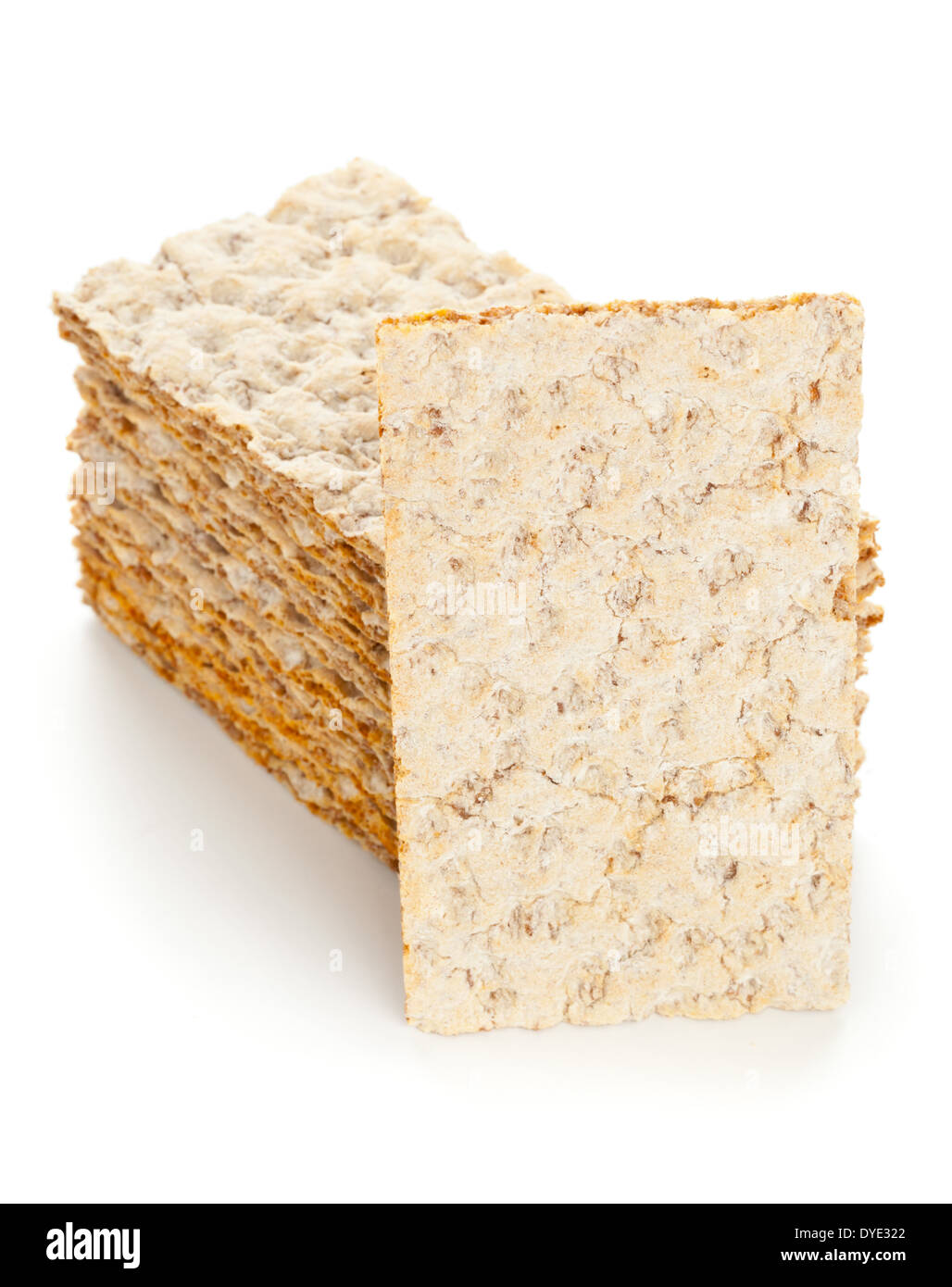Multiple slices of wheat crispbread over white background Stock Photo ...