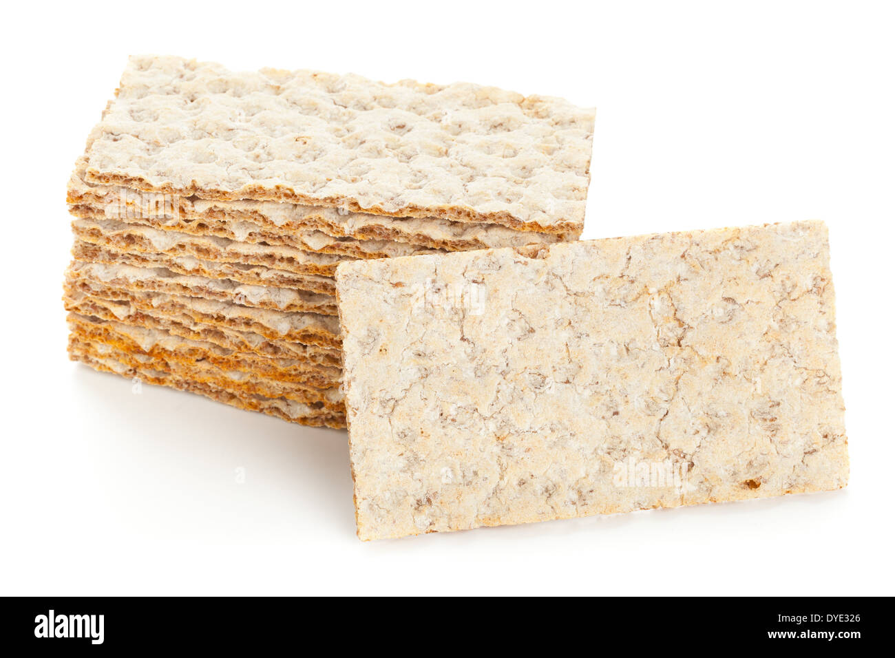 Multiple slices of wheat crispbread over white background Stock Photo ...