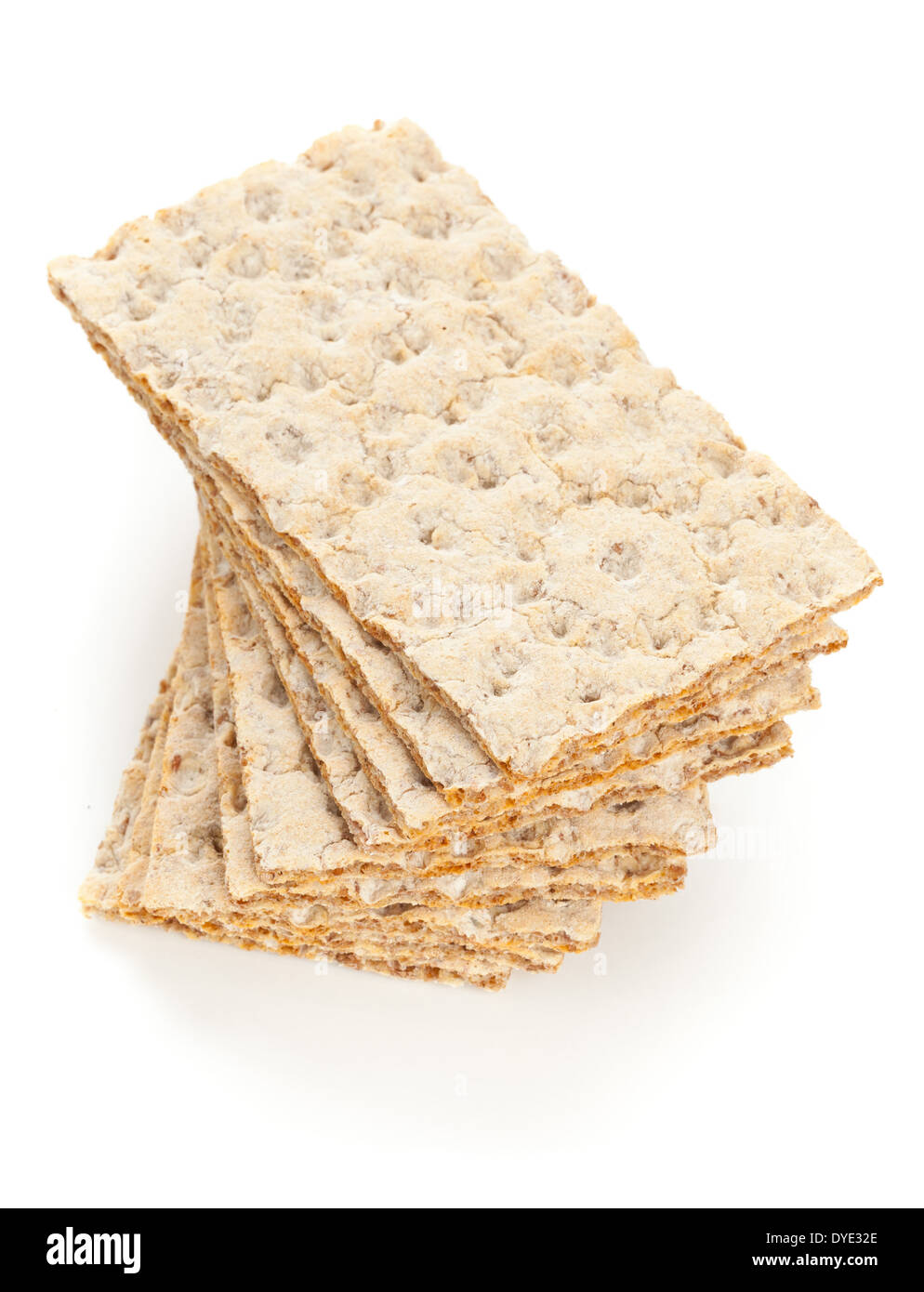 Multiple slices of wheat crispbread over white background Stock Photo ...