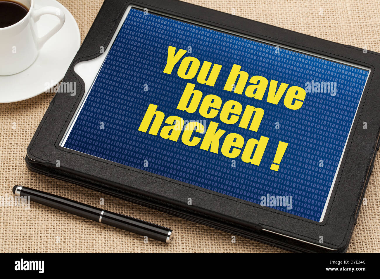you have been hacked - text with a binary background on a digital ...