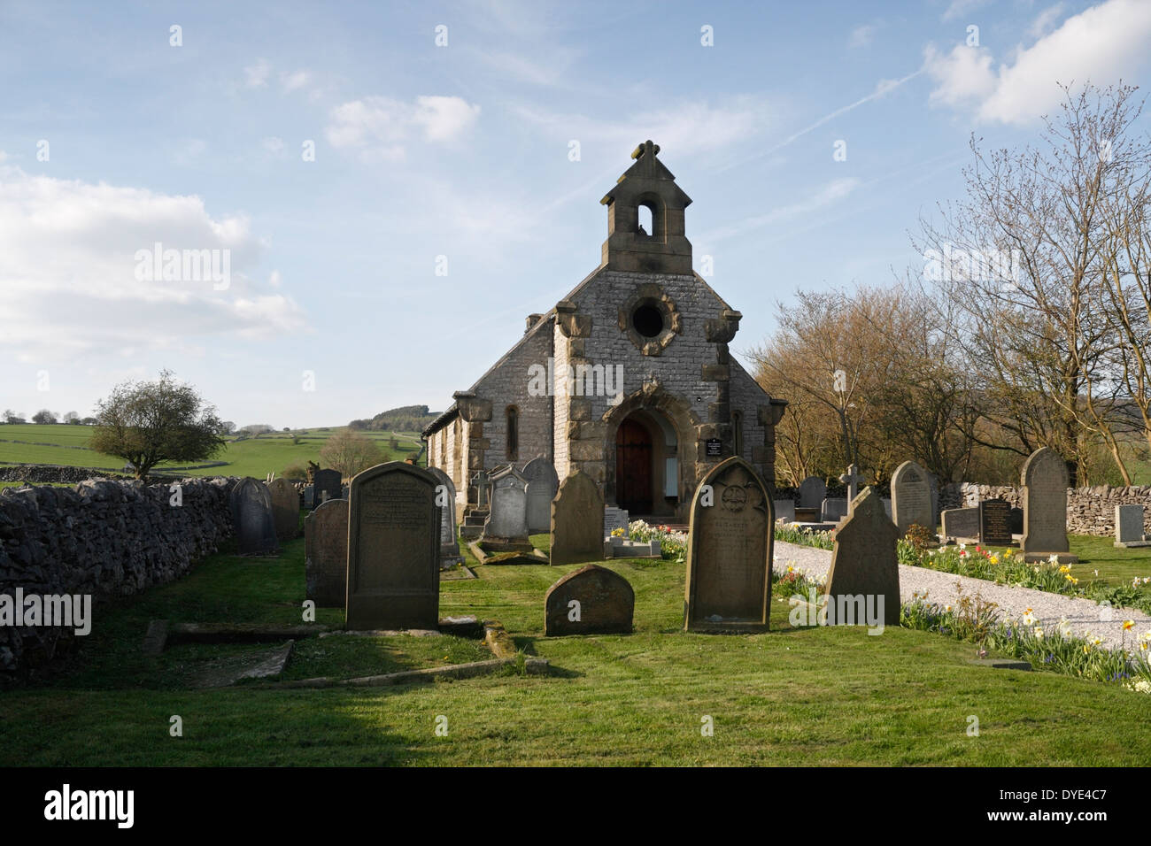 Picturesque Little Longstone church, Monsal Head Derbyshire England UK ...