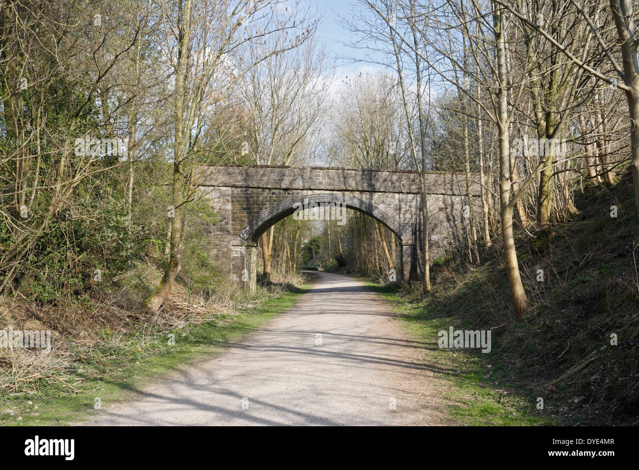 The Monsal trail cycle path near Great Longstone in Derbyshire England ...